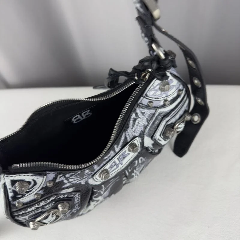 Mirror quality Balenciaga Le Cagole Small Graffiti Half-Moon Crossbody Bag