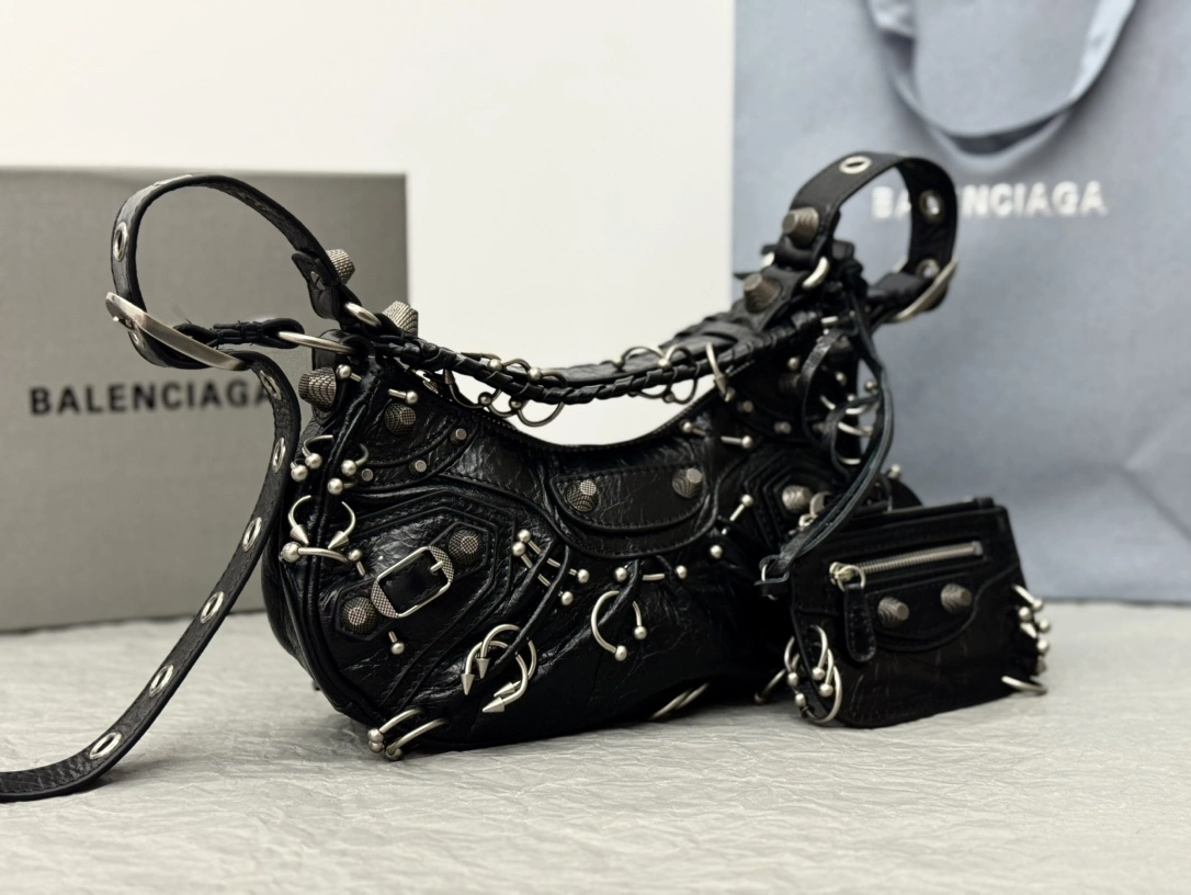 Authentic Balenciaga Le Cagole Studded Motorcycle Bag - Limited Edition