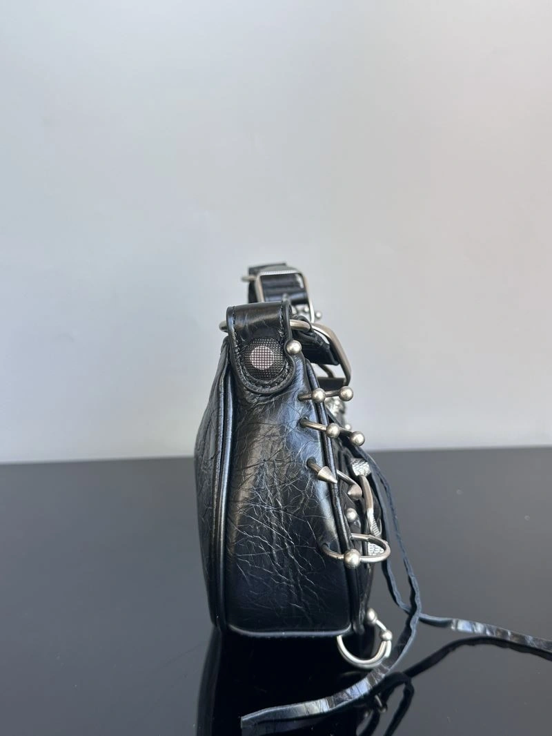 1:1 copy Balenciaga Le Cagole XS Black Rivet Crescent Shoulder Bag