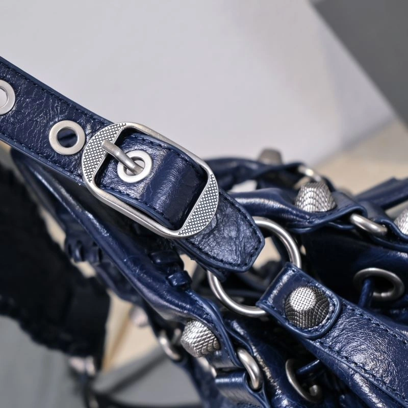 Factory-made Balenciaga Le Cagoles Distressed Lambskin Bucket Bag with Mirror