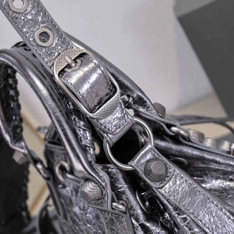 Precise copy Balenciaga Le Cagoles Heart-Mirror Bucket Bag in Cracked Lambskin