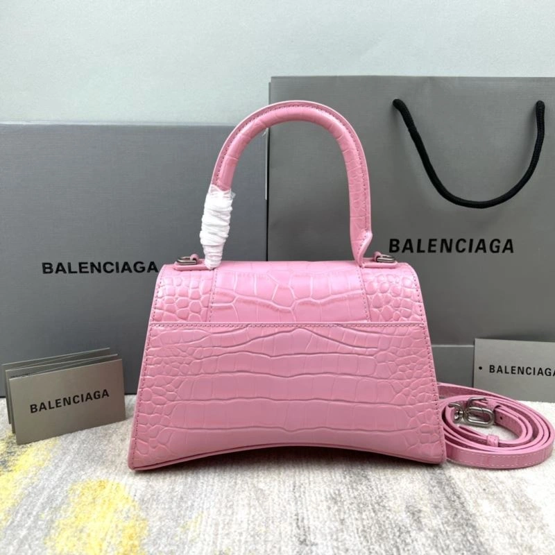 Balenciaga Light Pink Crocodile Pattern Balenciaga Hourglass Bag 8895