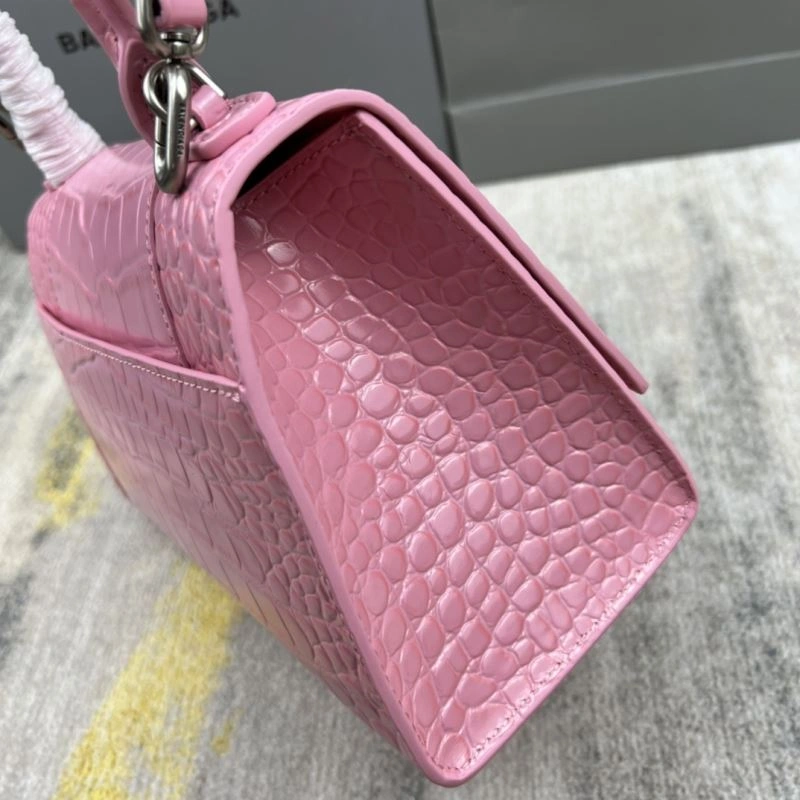 High fidelity Balenciaga Light Pink Crocodile Pattern Balenciaga Hourglass Bag 8895