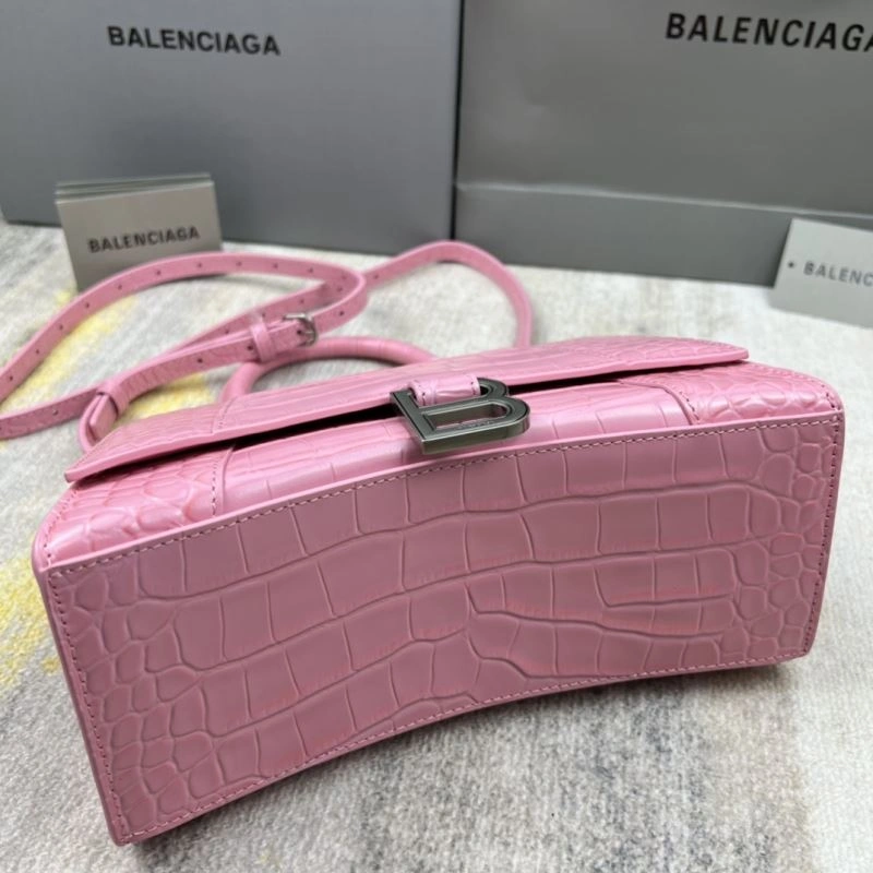 High fidelity Balenciaga Light Pink Crocodile Pattern Balenciaga Hourglass Bag 8895