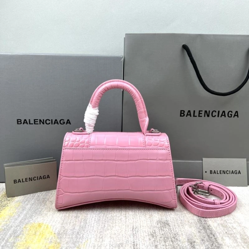 Brand-authenticated Balenciaga Light Pink Crocodile Pattern Balenciaga Hourglass Bag XS