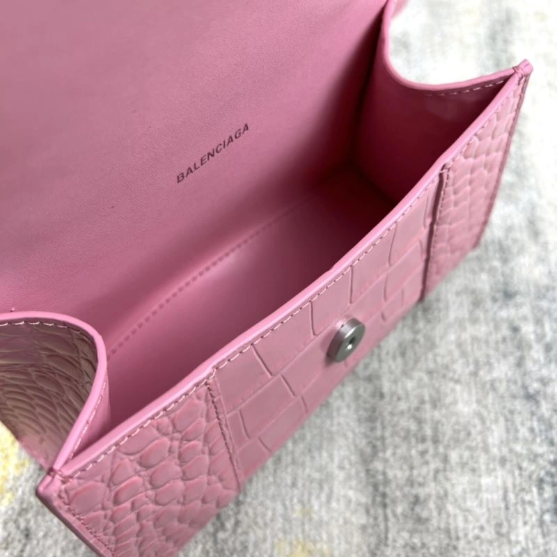 Brand-authenticated Balenciaga Light Pink Crocodile Pattern Balenciaga Hourglass Bag XS