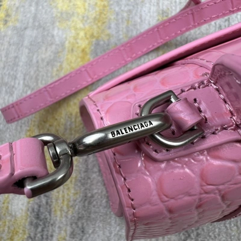 Brand-authenticated Balenciaga Light Pink Crocodile Pattern Balenciaga Hourglass Bag XS