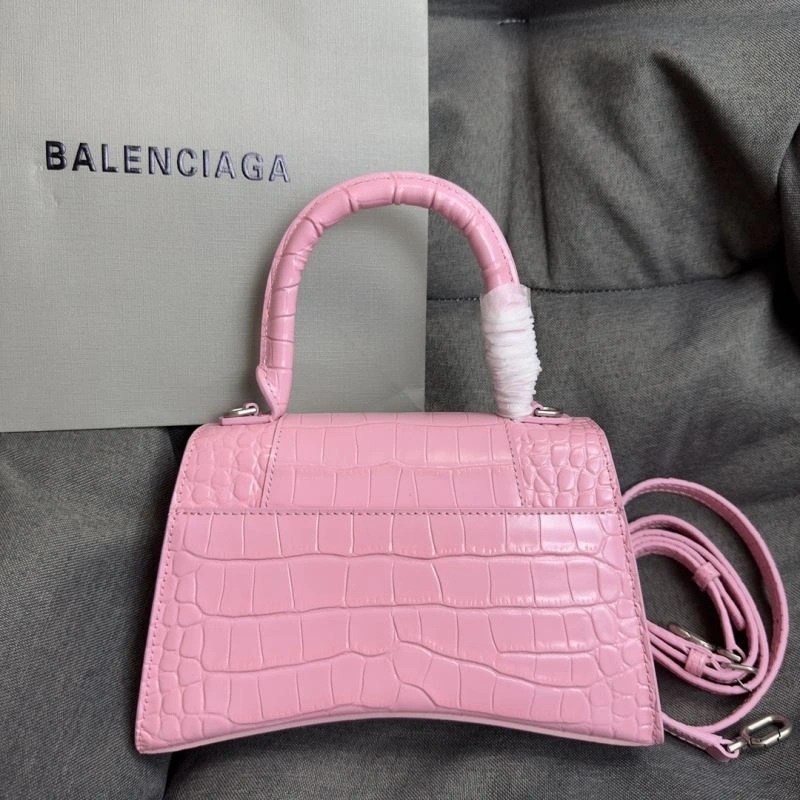 Authentic Balenciaga Light Pink Crocodile Pattern Hourglass Bag S Size