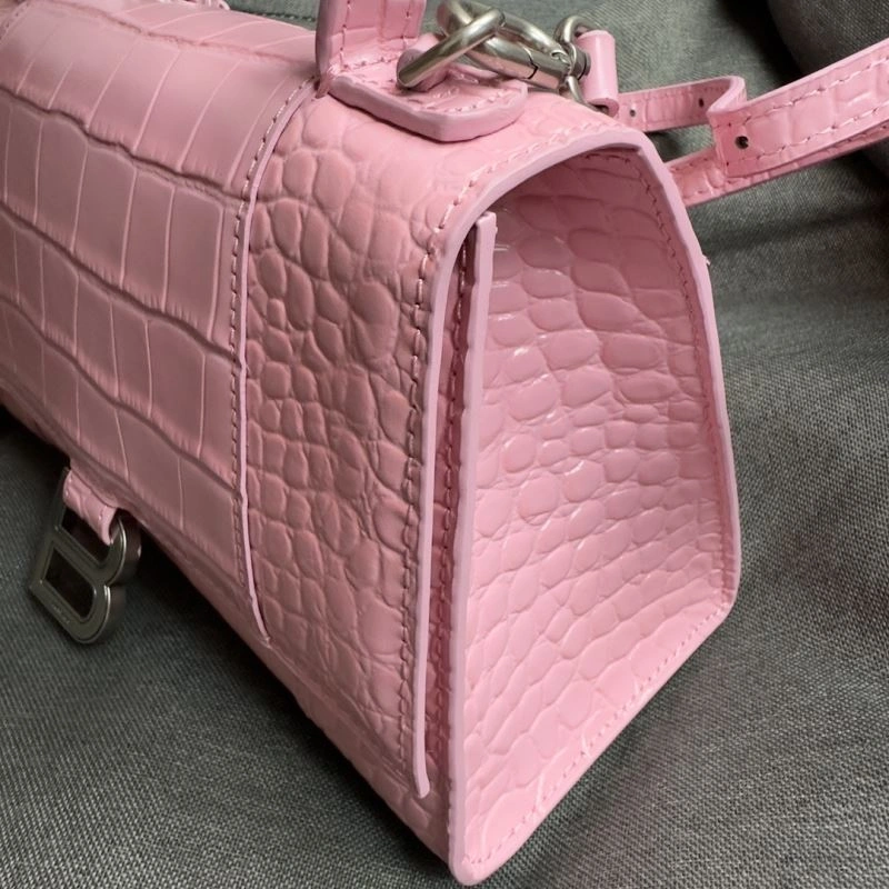 Authentic Balenciaga Light Pink Crocodile Pattern Hourglass Bag S Size