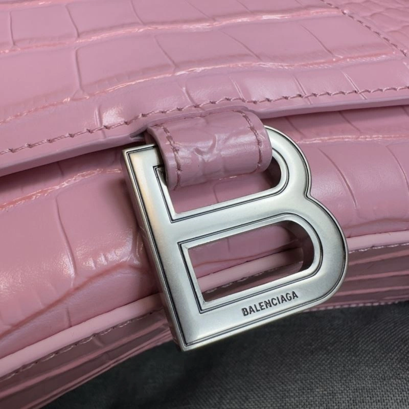 Authentic Balenciaga Light Pink Crocodile Pattern Hourglass Bag S Size