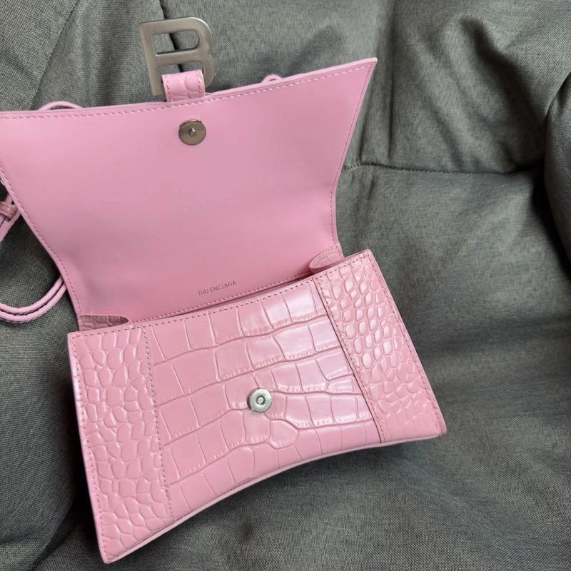 Authentic Balenciaga Light Pink Crocodile Pattern Hourglass Bag S Size