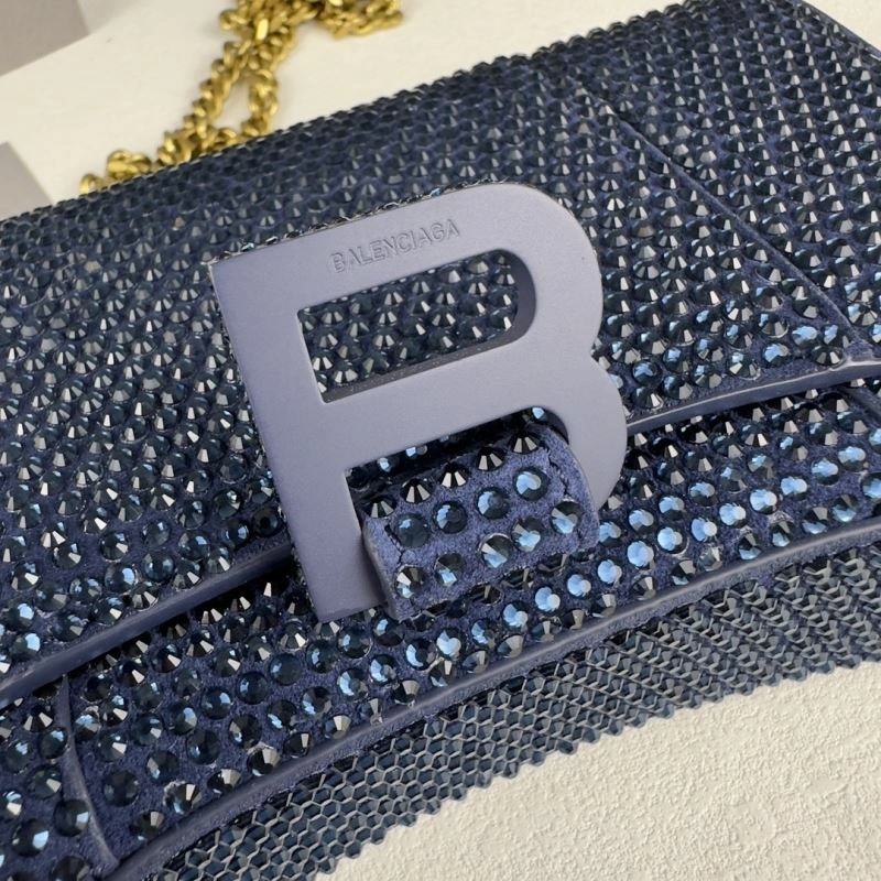 OEM Balenciaga Limited Edition Hourglass Rhinestone Chain Bag