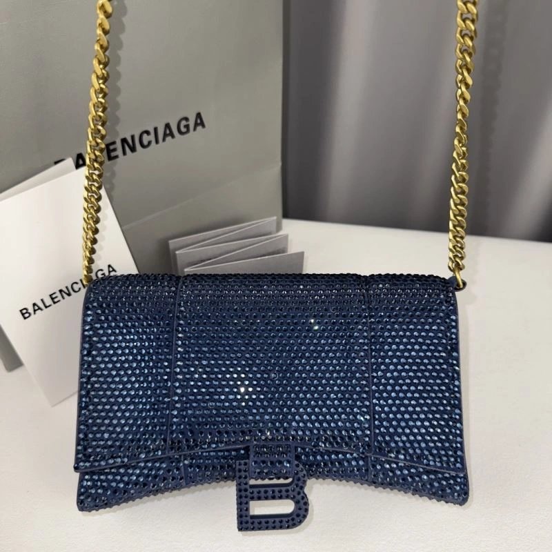OEM Balenciaga Limited Edition Hourglass Rhinestone Chain Bag