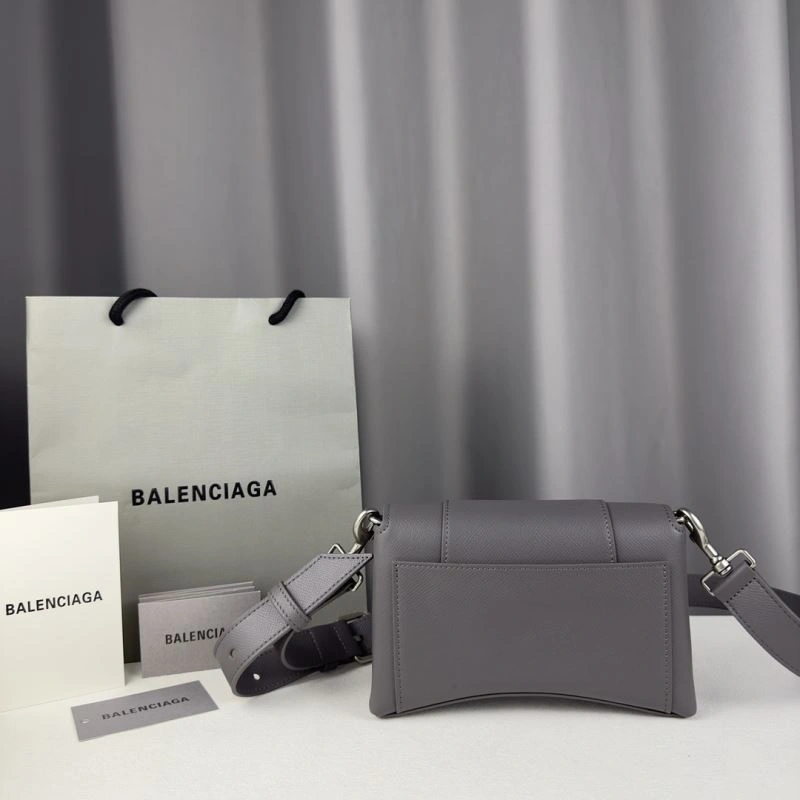High fidelity Balenciaga Litchi Grey Hourglass Bag - Unisex Stylish Curved Design