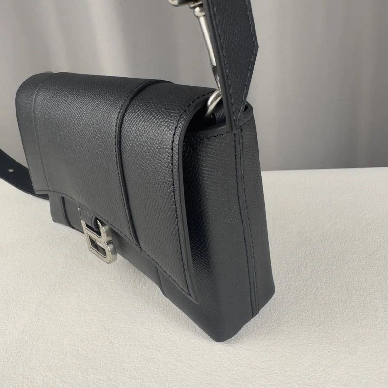High fidelity Balenciaga Litchi Grey Hourglass Bag - Unisex Stylish Curved Design
