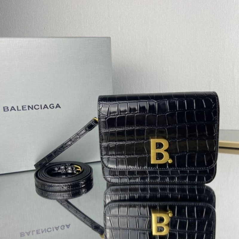 Balenciaga Luxe Crocodile-Embossed Big B Tofu Bag