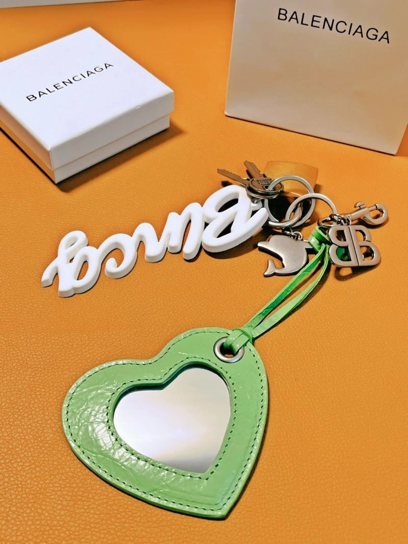 Balenciaga Luxe Gold Textured Keychain - Elegant Accessory