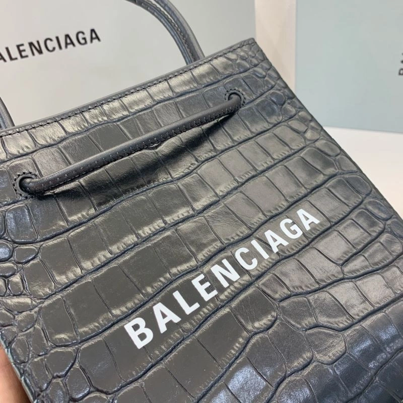 Cut-rate Balenciaga Luxury Balenciaga Crocodile Pattern Shopping Bag - Black