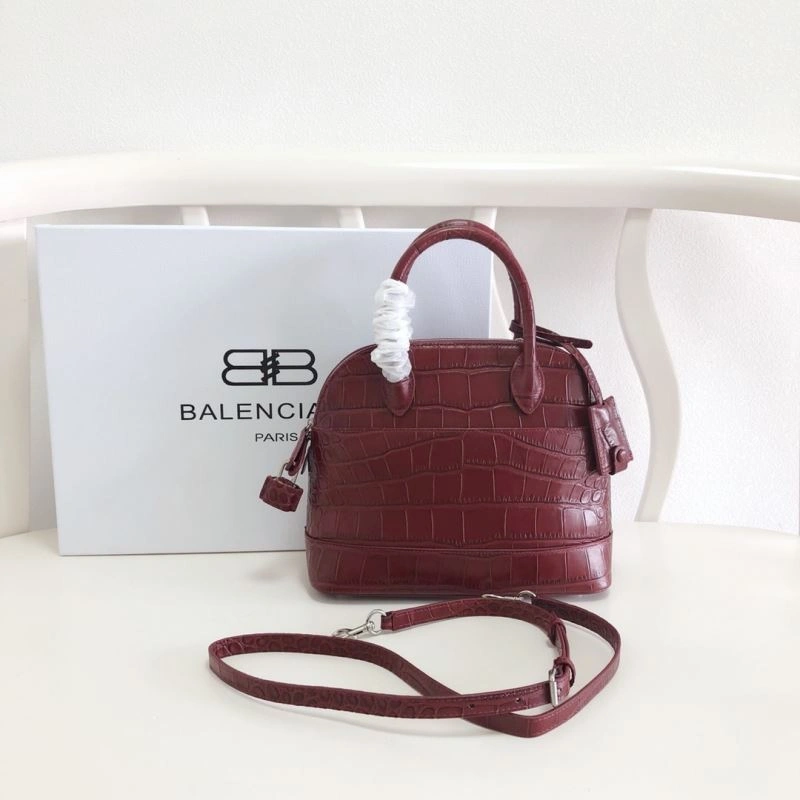 Inexpensive Balenciaga Luxury Burgundy Crocodile Shell Bag with Strap 26cm