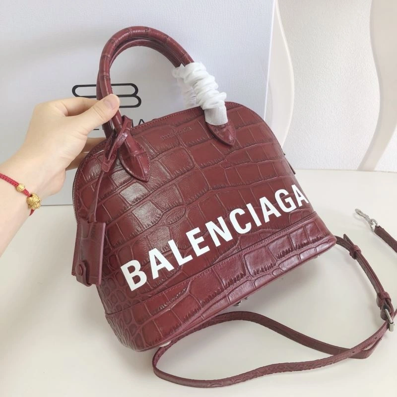 Inexpensive Balenciaga Luxury Burgundy Crocodile Shell Bag with Strap 26cm