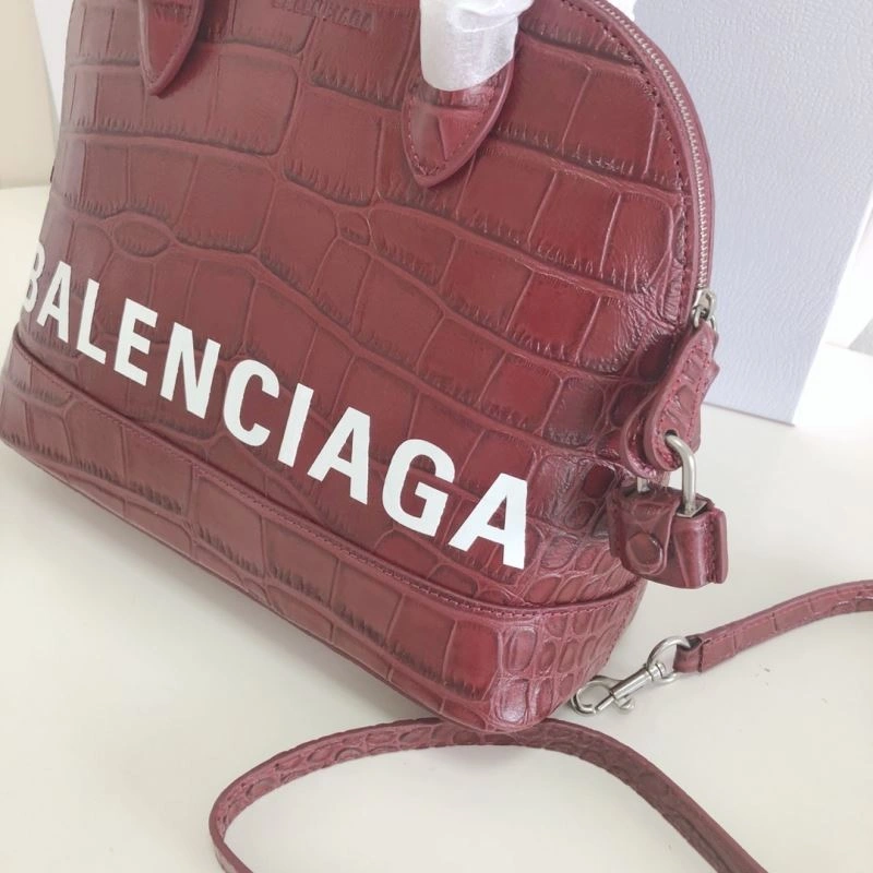 Inexpensive Balenciaga Luxury Burgundy Crocodile Shell Bag with Strap 26cm