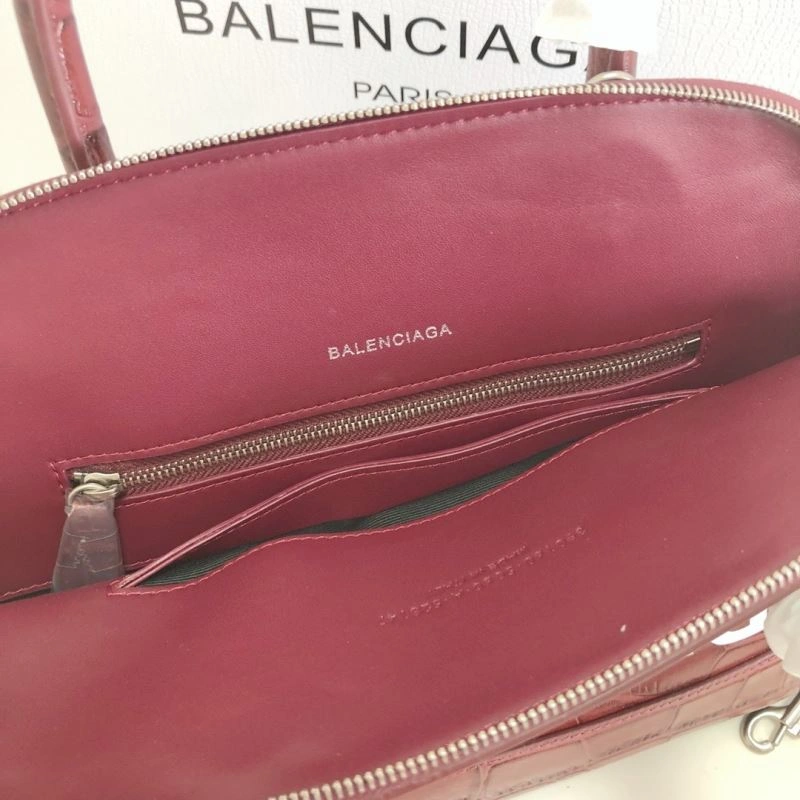 Inexpensive Balenciaga Luxury Burgundy Crocodile Shell Bag with Strap 26cm