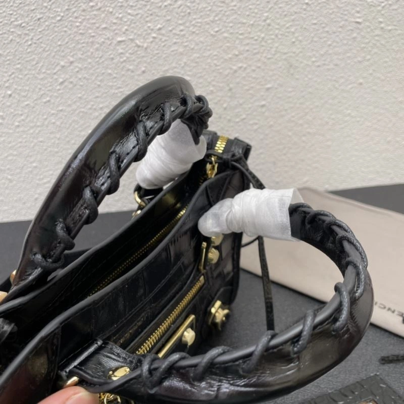 OEM Balenciaga Luxury Crocodile Motorcycle Bag with Gold Hardware