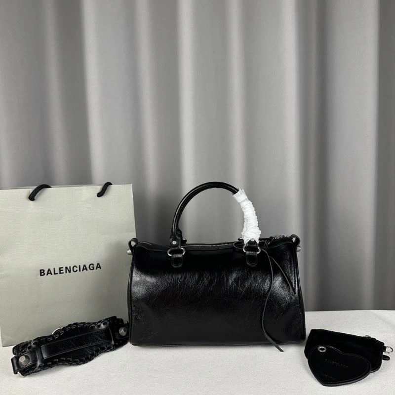 Affordable Balenciaga Luxury Italian Crackled Leather Travel Bag with Detachable Strap