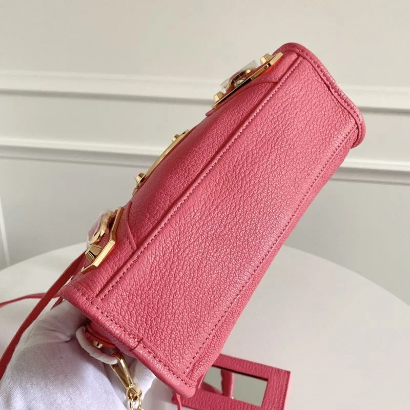 Bargain Balenciaga Luxury Pink Goat Leather Motorcycle Bag with Gold Buckle
