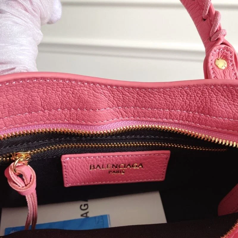Bargain Balenciaga Luxury Pink Goat Leather Motorcycle Bag with Gold Buckle