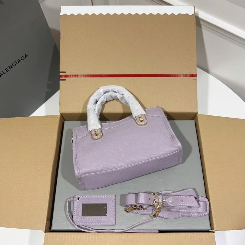 Cut-rate Balenciaga Luxury Purple Goat Leather Motorcycle Bag with Gold Buckle