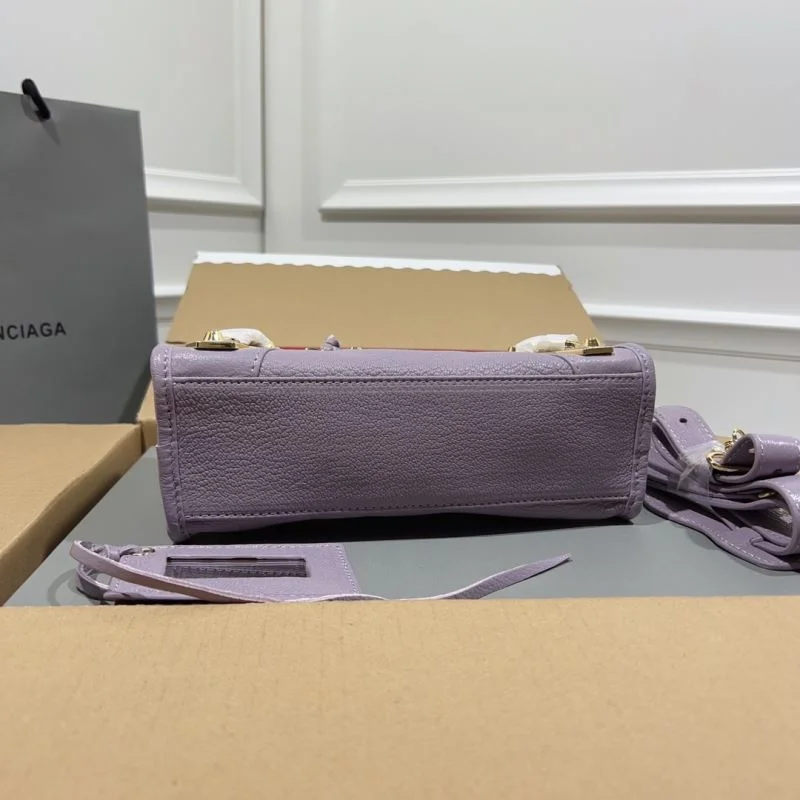Cut-rate Balenciaga Luxury Purple Goat Leather Motorcycle Bag with Gold Buckle