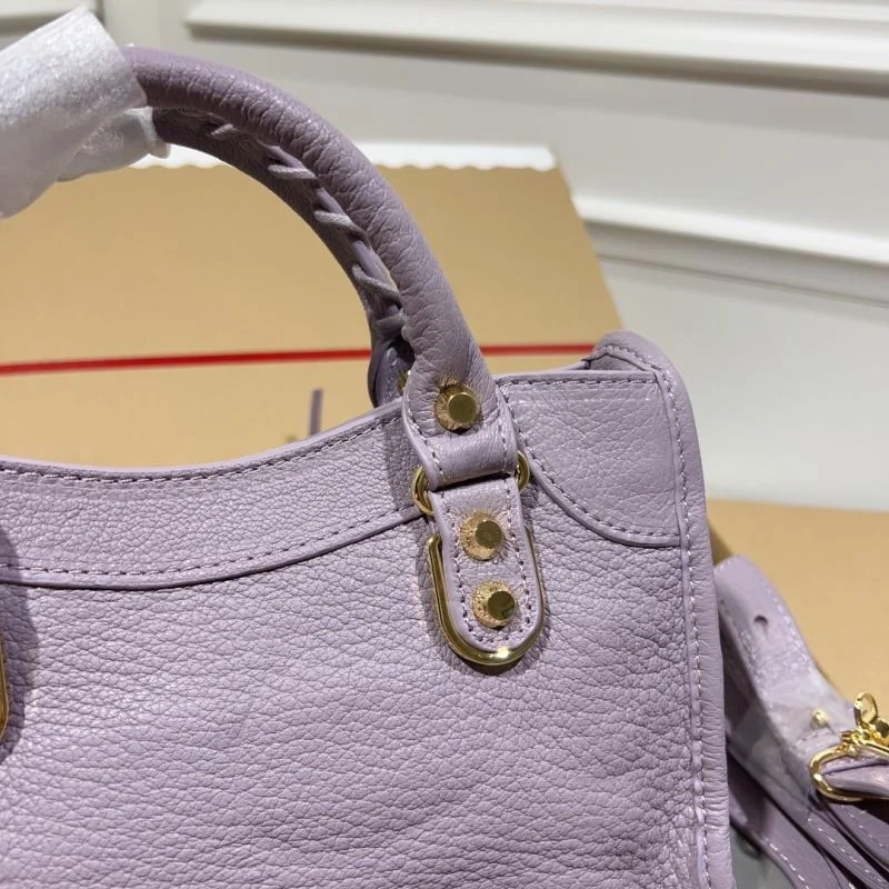 Cut-rate Balenciaga Luxury Purple Goat Leather Motorcycle Bag with Gold Buckle