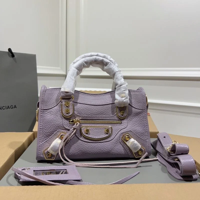 Cut-rate Balenciaga Luxury Purple Goat Leather Motorcycle Bag with Gold Buckle