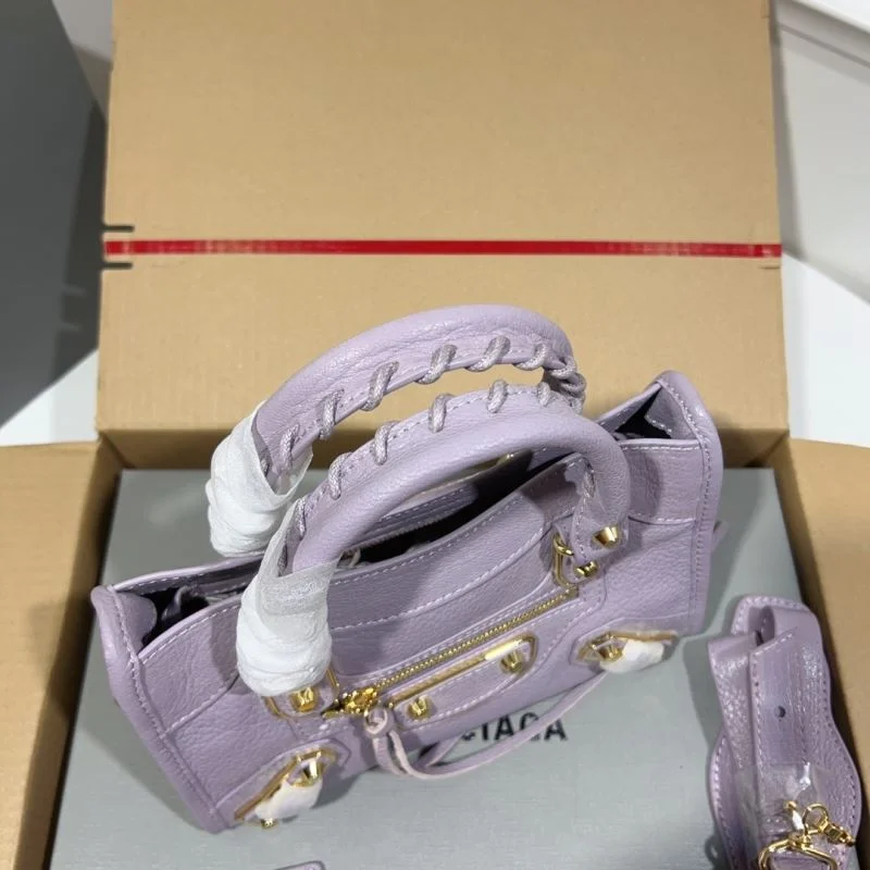 Cut-rate Balenciaga Luxury Purple Goat Leather Motorcycle Bag with Gold Buckle
