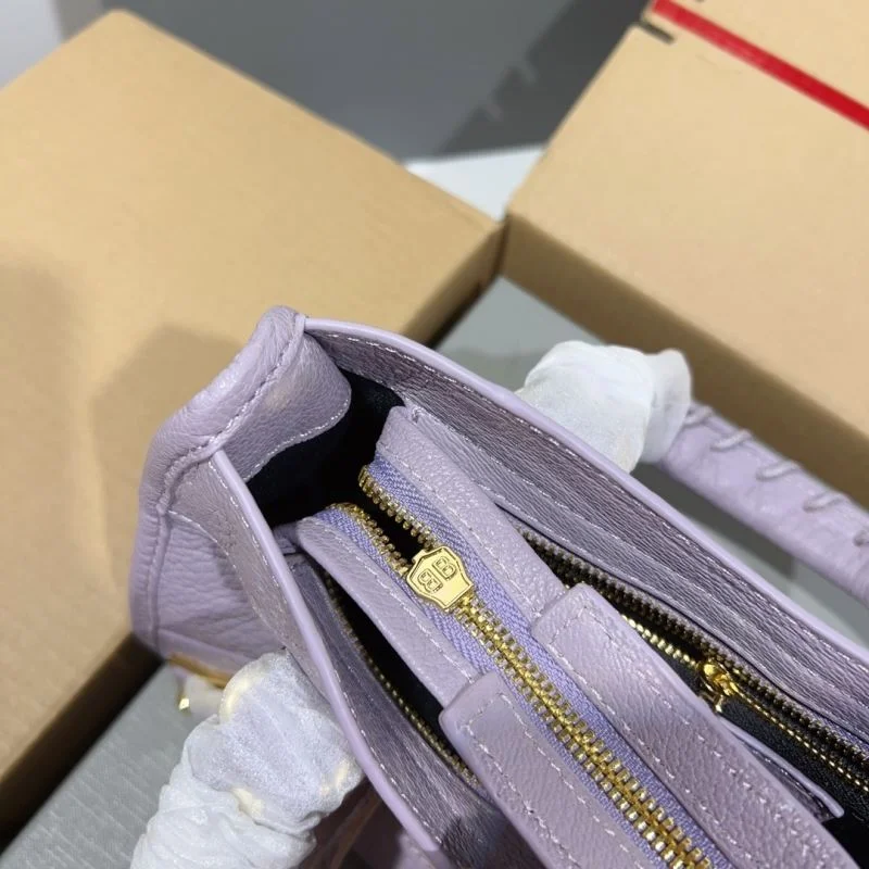 Cut-rate Balenciaga Luxury Purple Goat Leather Motorcycle Bag with Gold Buckle
