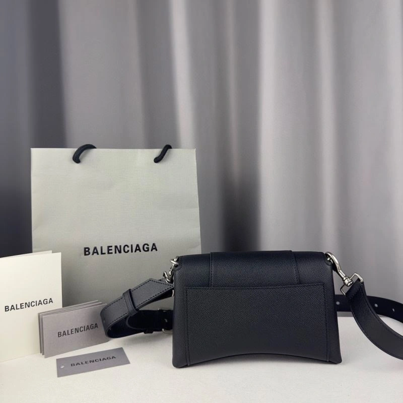 Balenciaga Lychee Black Hourglass Bag - Unisex Curved Design