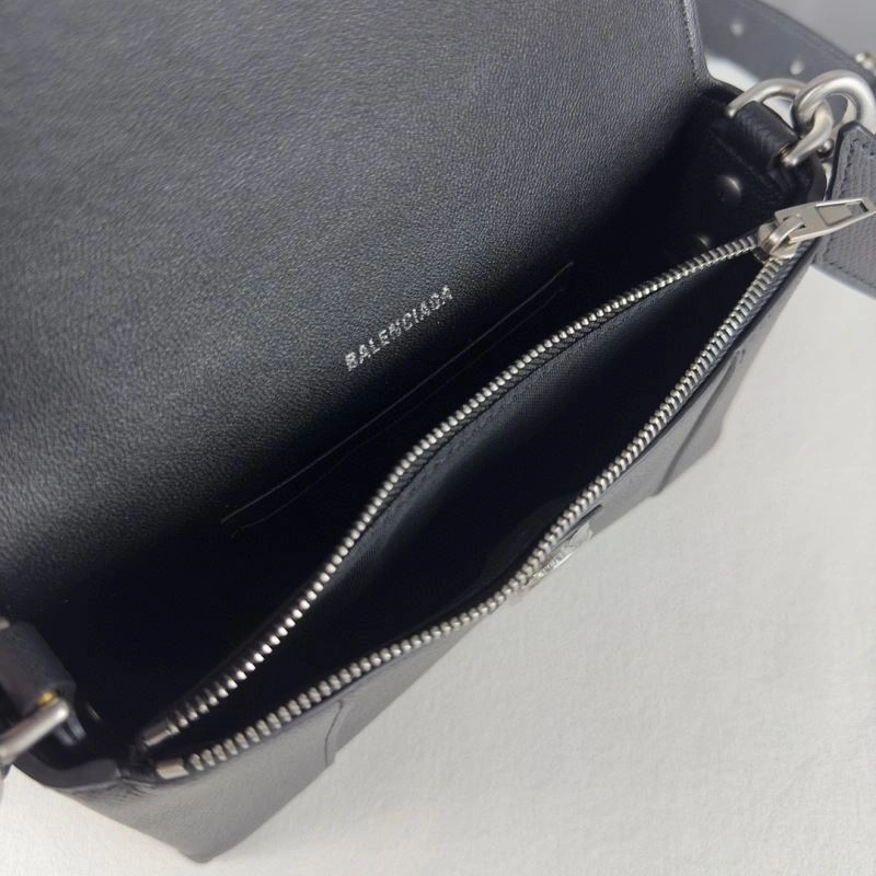 High accuracy Balenciaga Lychee Black Hourglass Bag - Unisex Curved Design