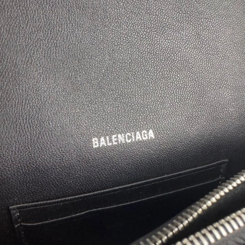 High accuracy Balenciaga Lychee Black Hourglass Bag - Unisex Curved Design