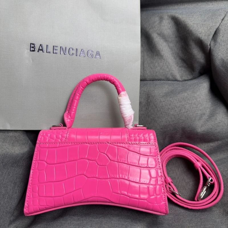 Economical Balenciaga Magenta Crocodile Hourglass XS Bag with Silver Buckle