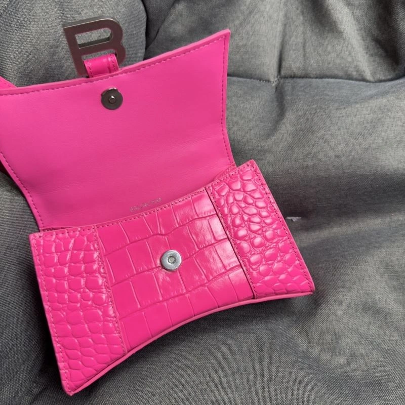 Economical Balenciaga Magenta Crocodile Hourglass XS Bag with Silver Buckle