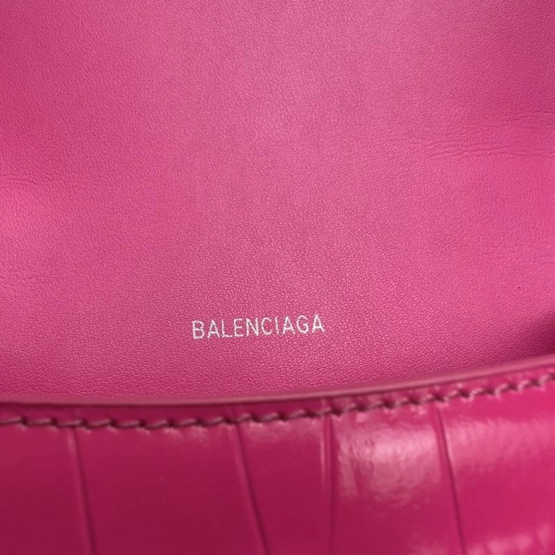 Economical Balenciaga Magenta Crocodile Hourglass XS Bag with Silver Buckle
