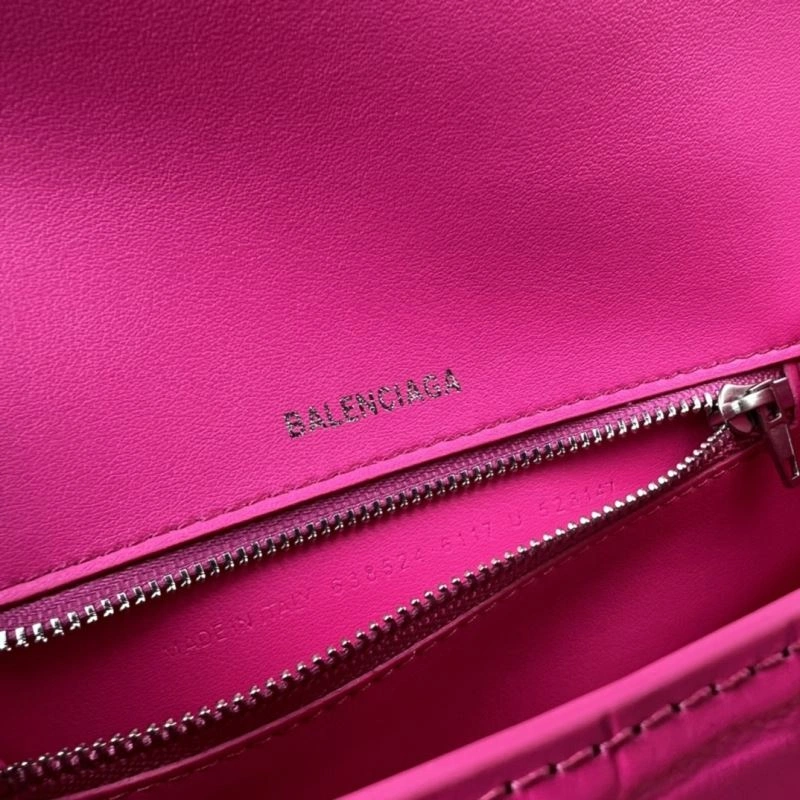 Budget-friendly Balenciaga Magenta Hourglass Crocodile-Pattern Bag 23x10x24cm