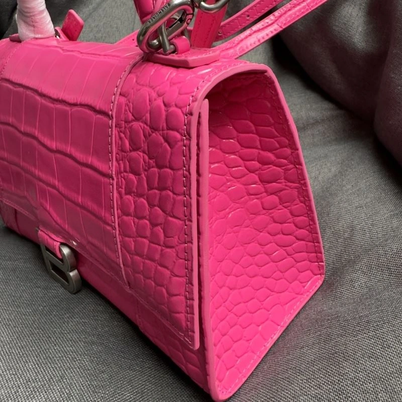 Reasonably priced Balenciaga Magenta Hourglass Crocodile Pattern Bag S Size