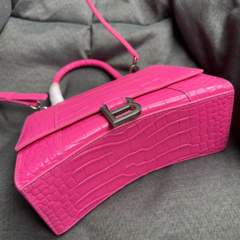 Reasonably priced Balenciaga Magenta Hourglass Crocodile Pattern Bag S Size