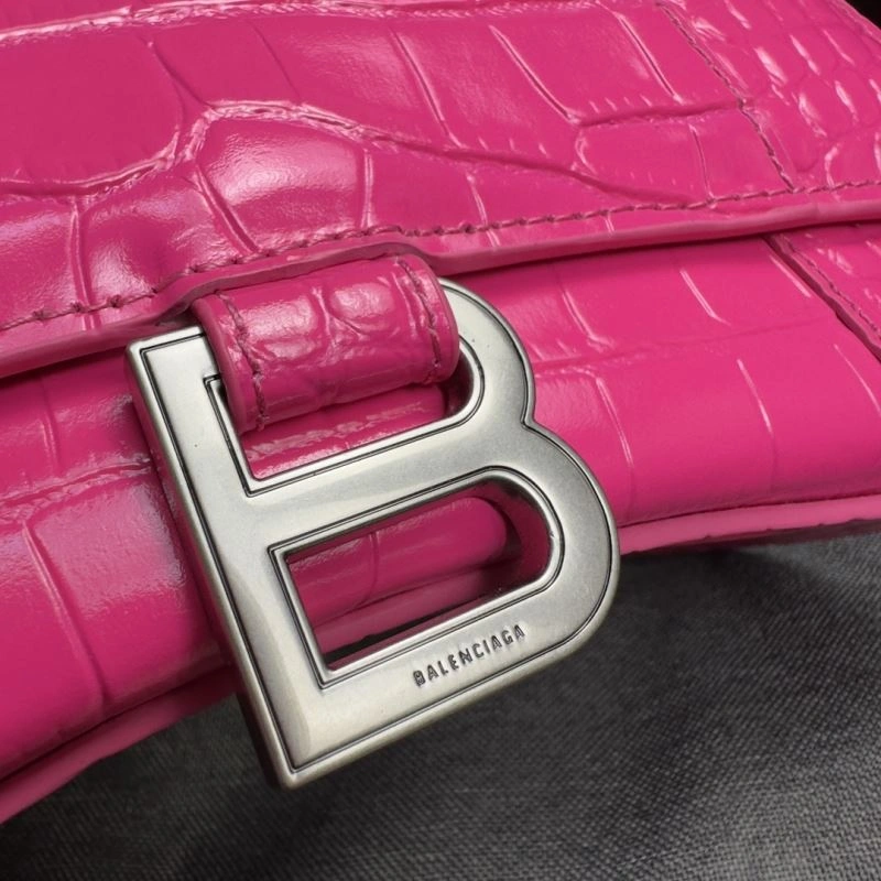 Reasonably priced Balenciaga Magenta Hourglass Crocodile Pattern Bag S Size