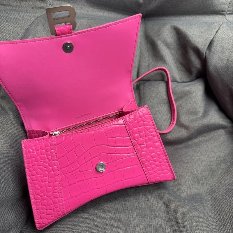 Reasonably priced Balenciaga Magenta Hourglass Crocodile Pattern Bag S Size