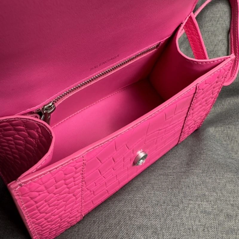 Reasonably priced Balenciaga Magenta Hourglass Crocodile Pattern Bag S Size