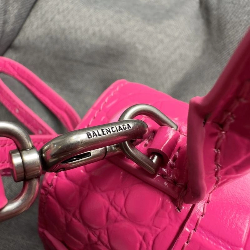 Reasonably priced Balenciaga Magenta Hourglass Crocodile Pattern Bag S Size