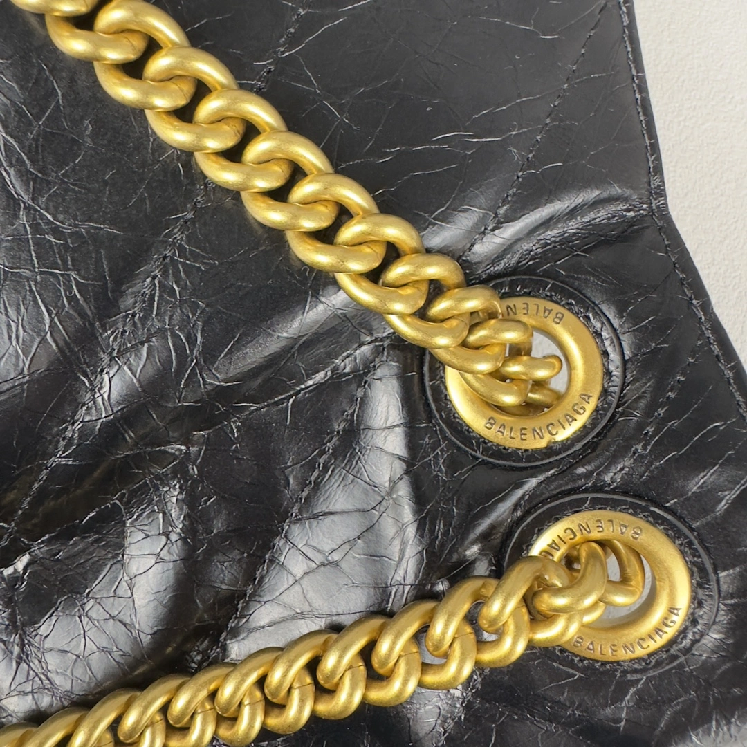 Perfect replica Balenciaga Medium Crush Gold Hourglass Chain Bag